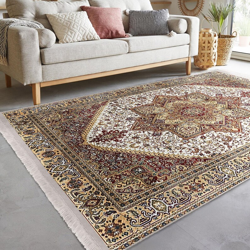 Ottoman Ethnic Rug,rustic Design Farmhouse Carpet,machine-washable ...