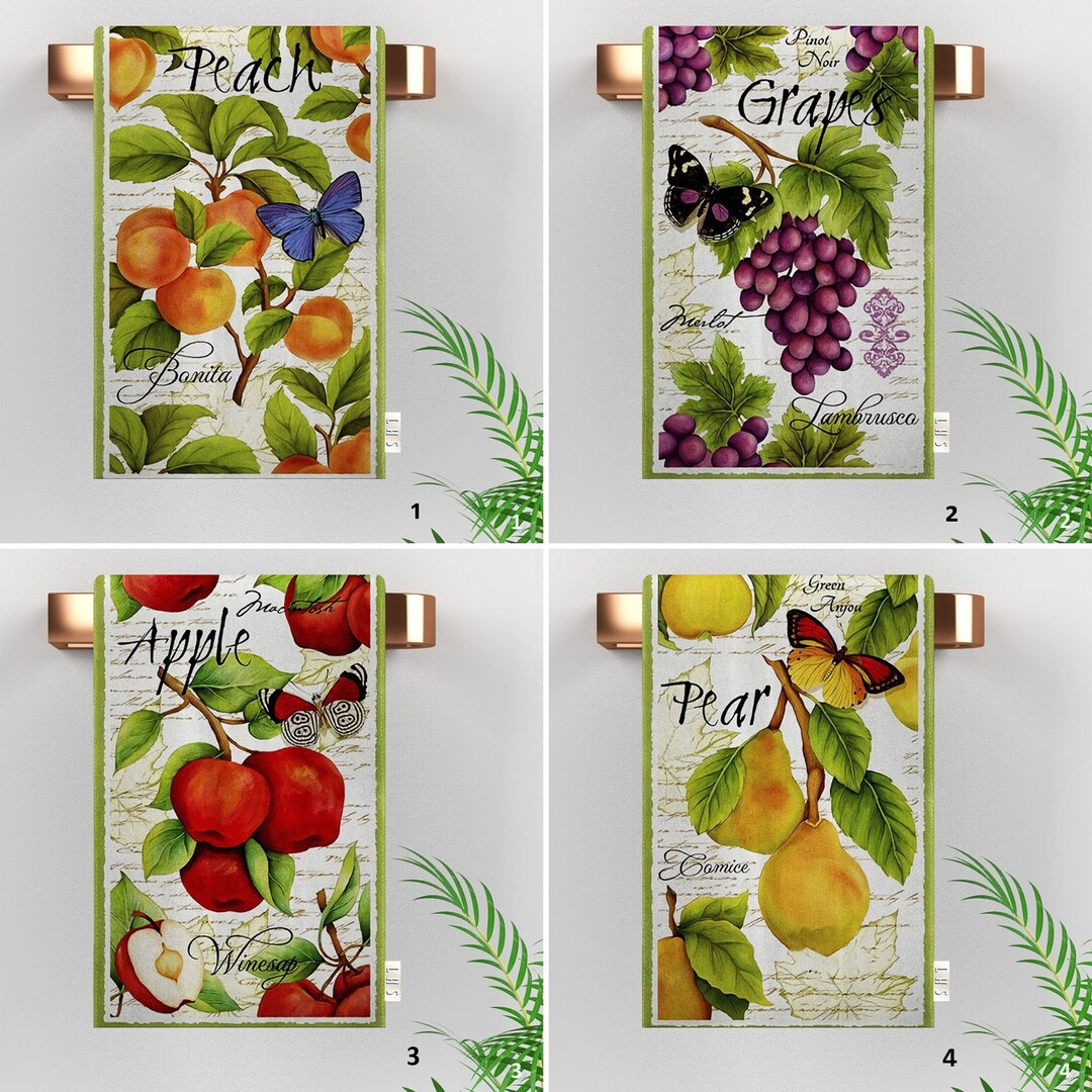 Fruit Kitchen Towel,apple Hand Towel,grape, Pear Print Towel,peach ...