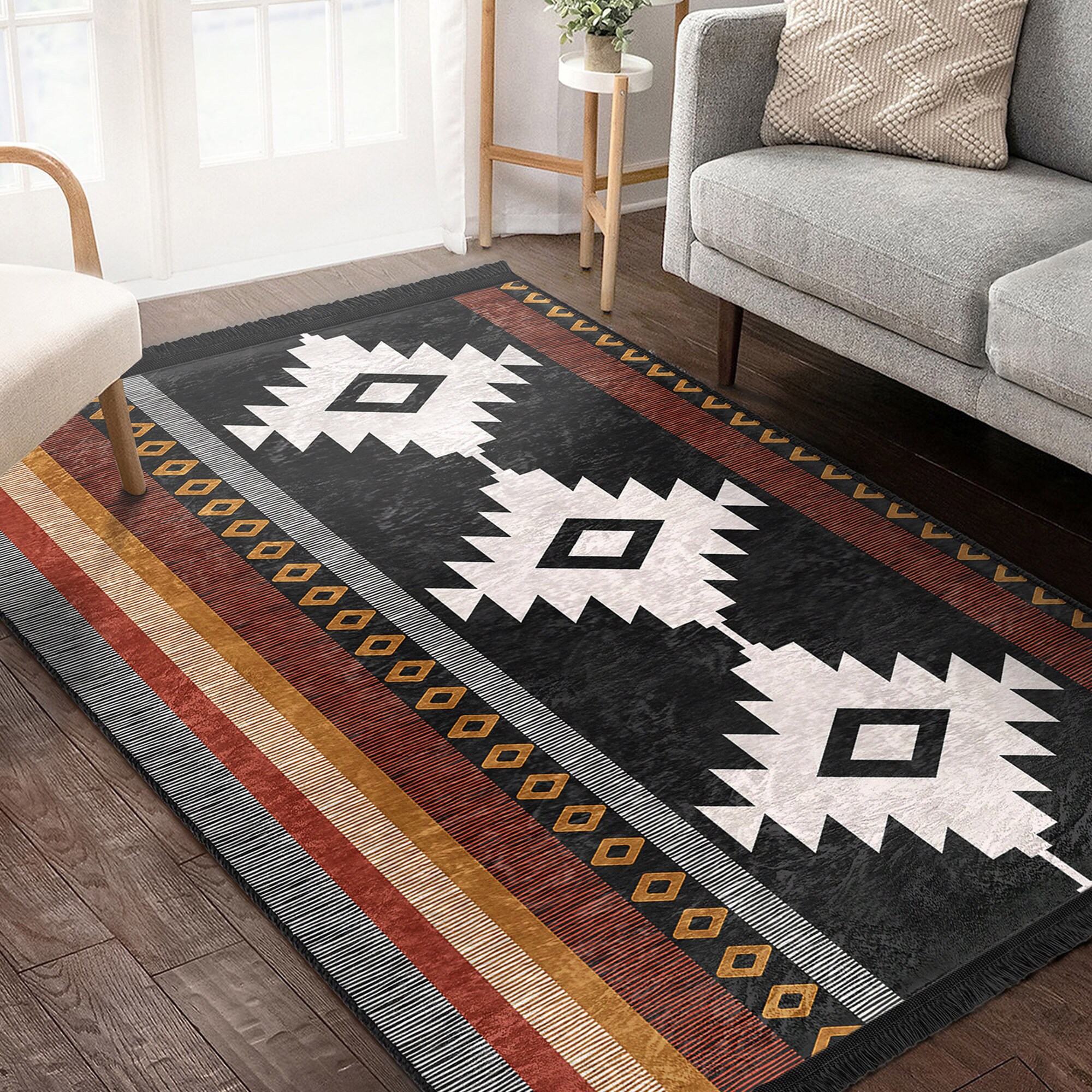 Rug Design Carpet,aztec Print Fringed Anti-slip Carpet,rustic Pattern ...