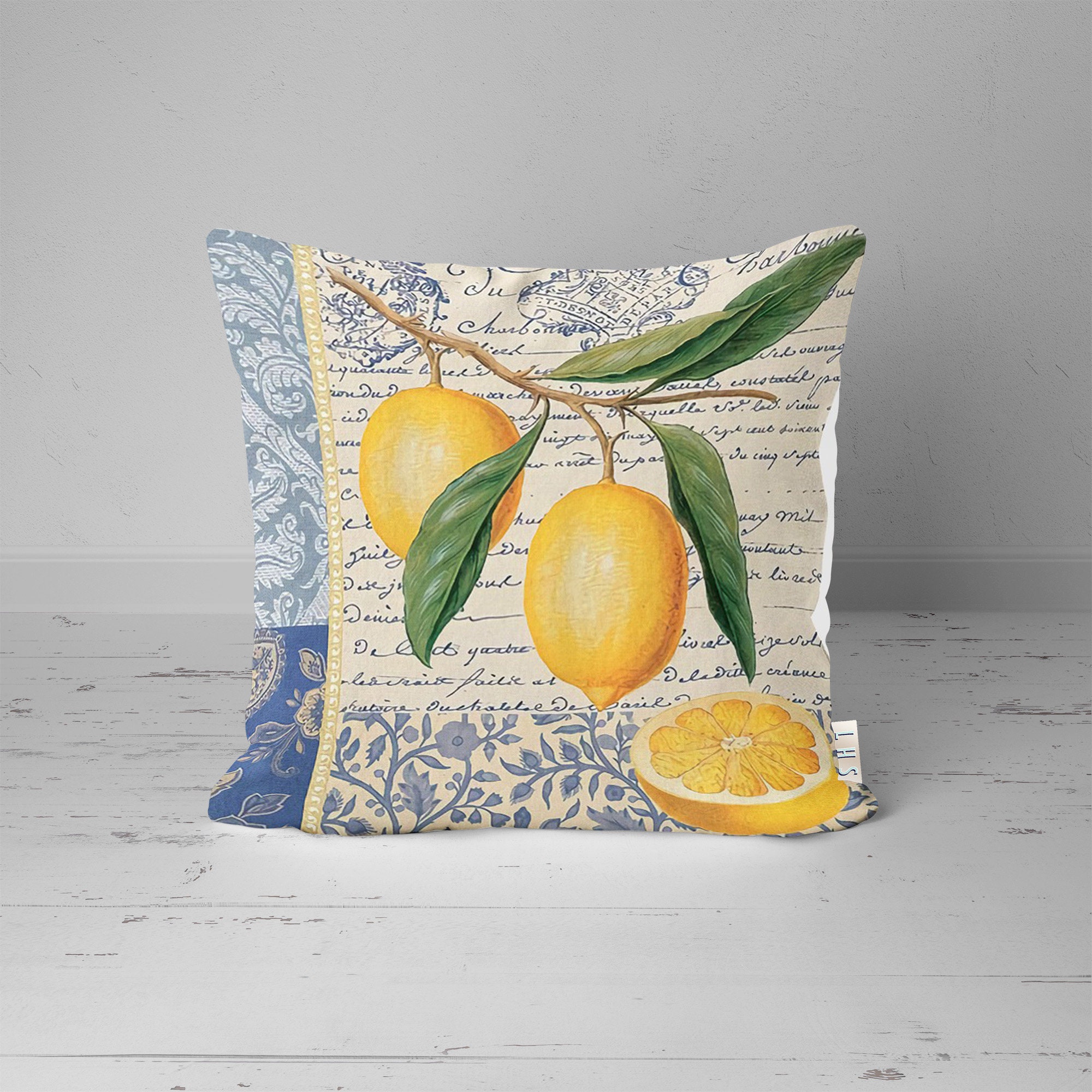 Floral Lemon Cushion Cover,fresh Citrus Home Decor,summer Pillow Cover ...