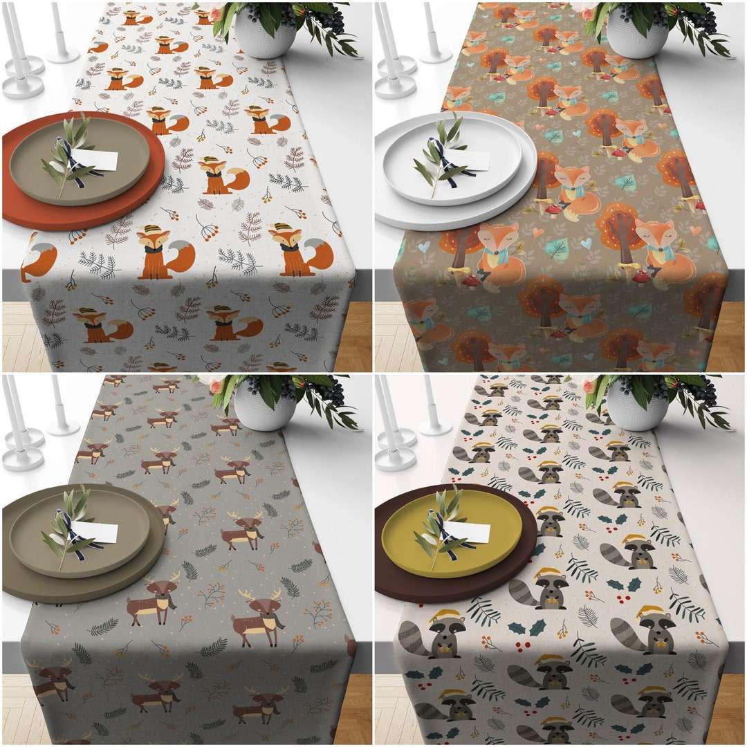 Autumn Table Runner,fox Print Tablecloth,fall Trend Animal Table Decor ...