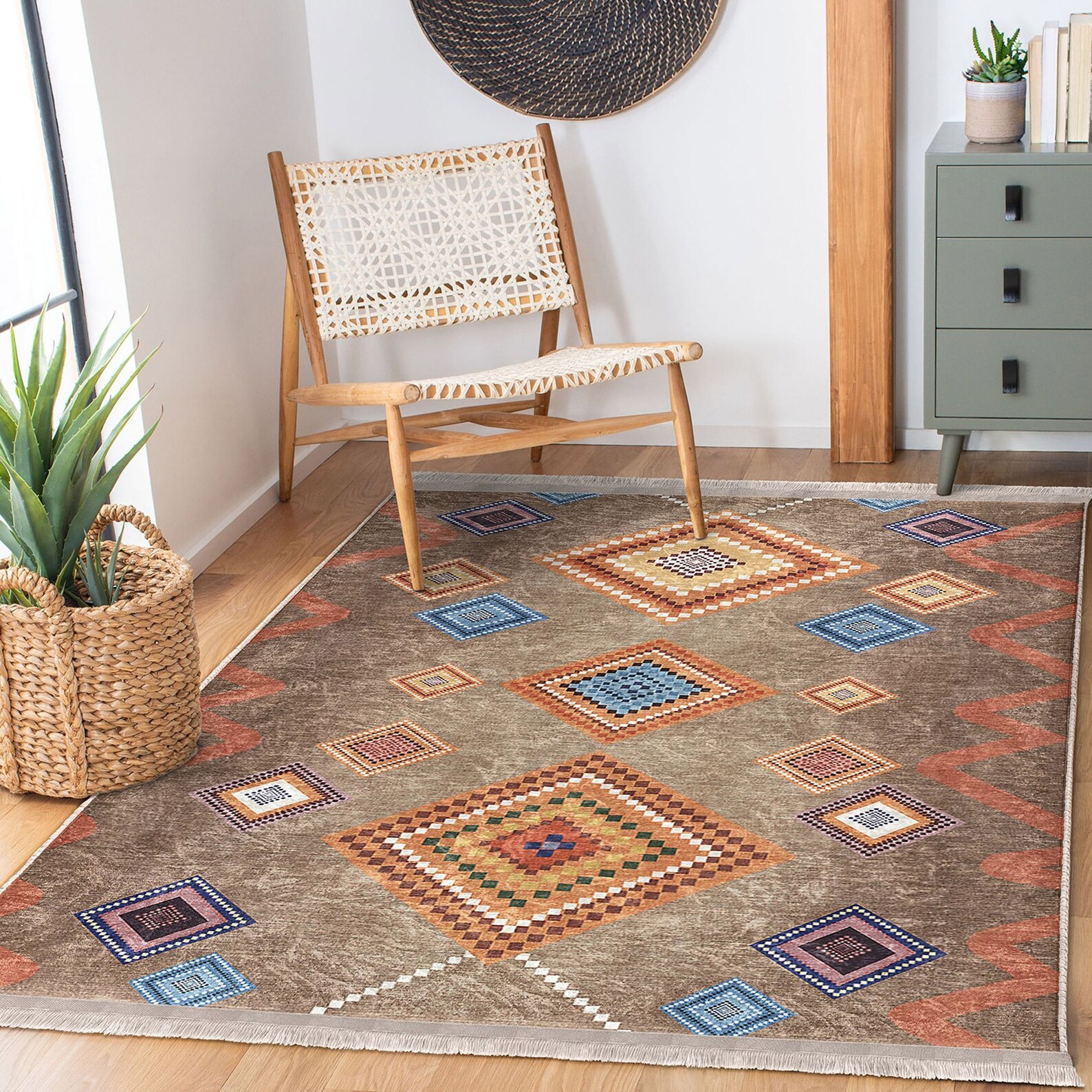 Rug Design Carpet,ethnic Diamond Farmhouse Carpet,traditional Multi ...