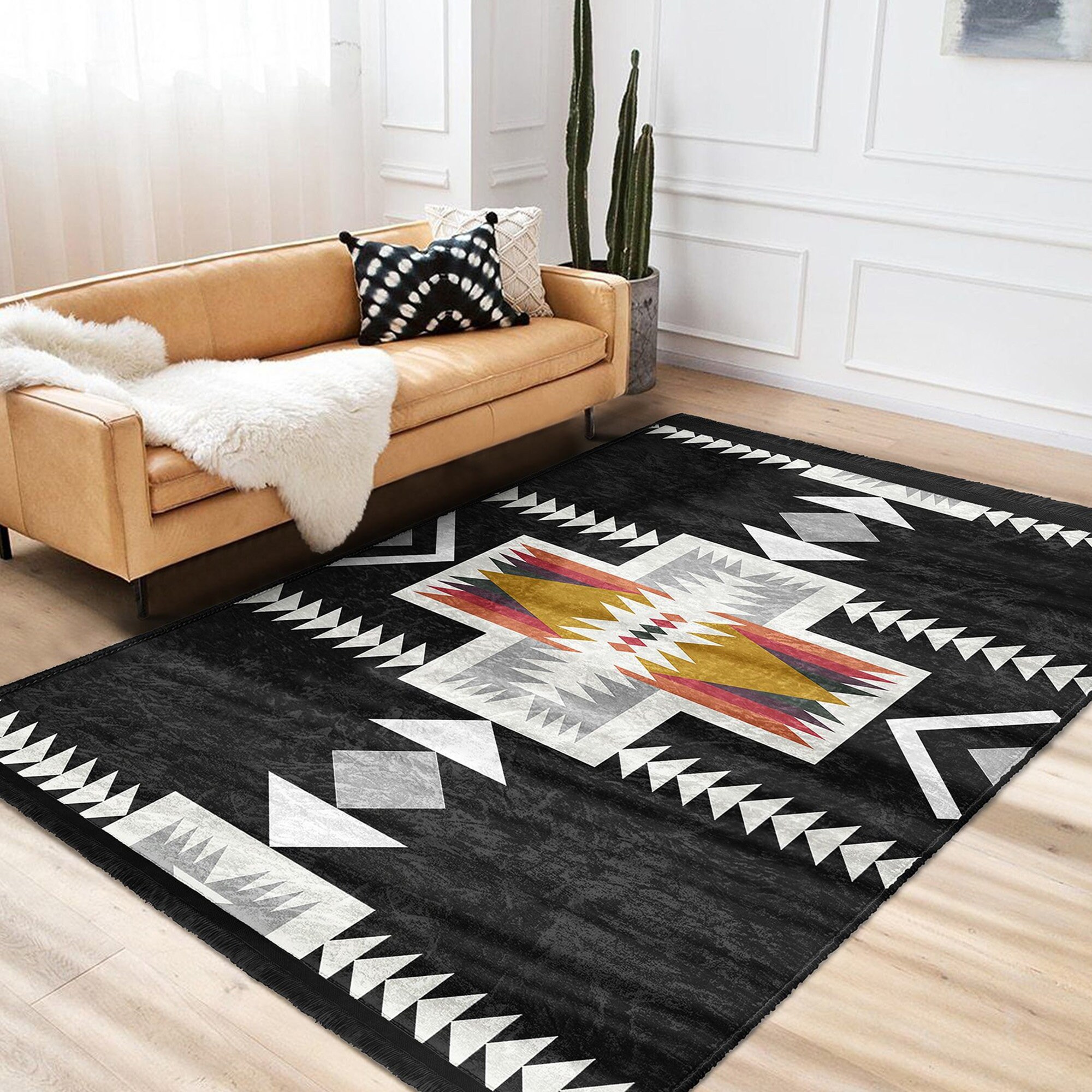 Rug Design Carpet,aztec Fringed Anti-slip Floor Mat,southwestern Rug ...