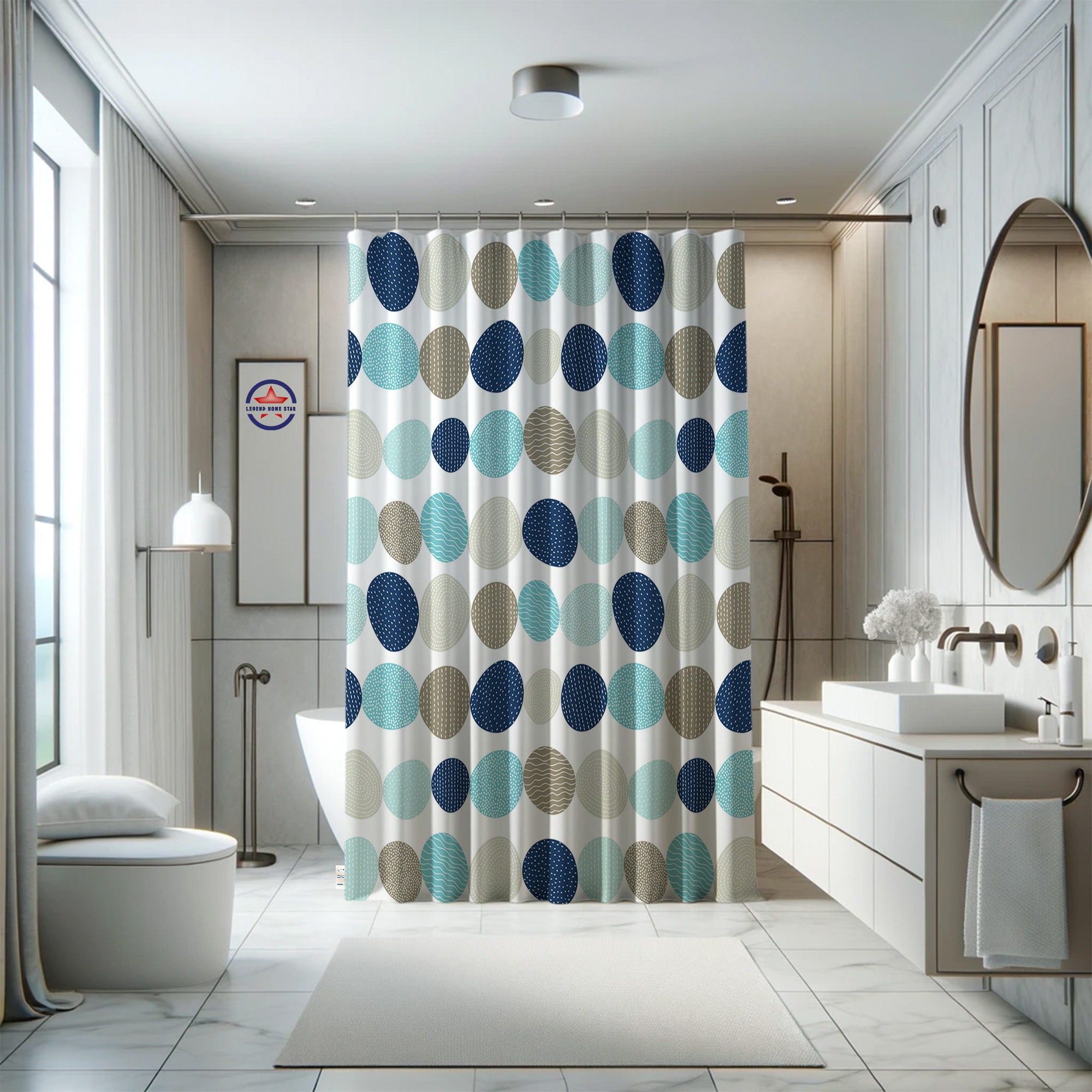 Pebble Shower Curtain,water and Stain Repellent Bathroom Drapes ...