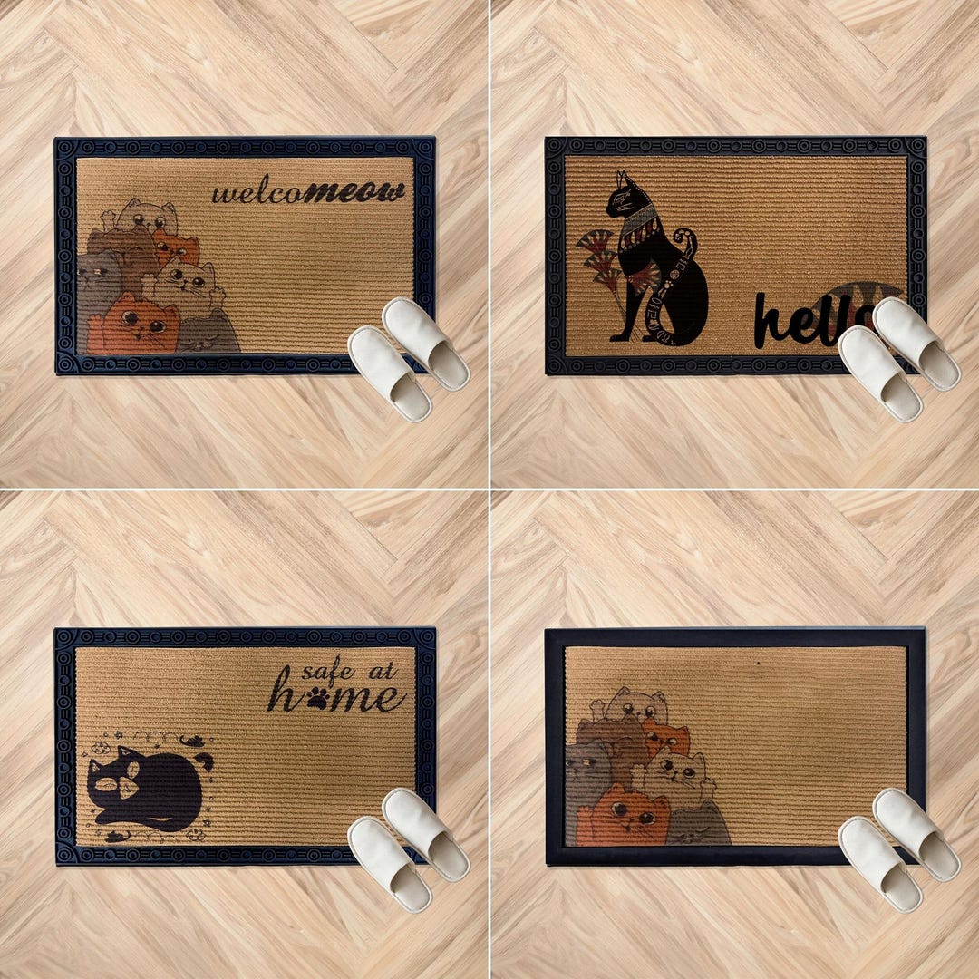 Cute Cat Welcome Doormat,welcomeow Doormats,hello Outdoor Doormats,non ...