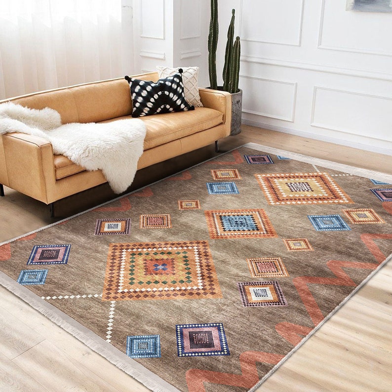 Rug Design Carpet,ethnic Diamond Farmhouse Carpet,traditional Multi ...