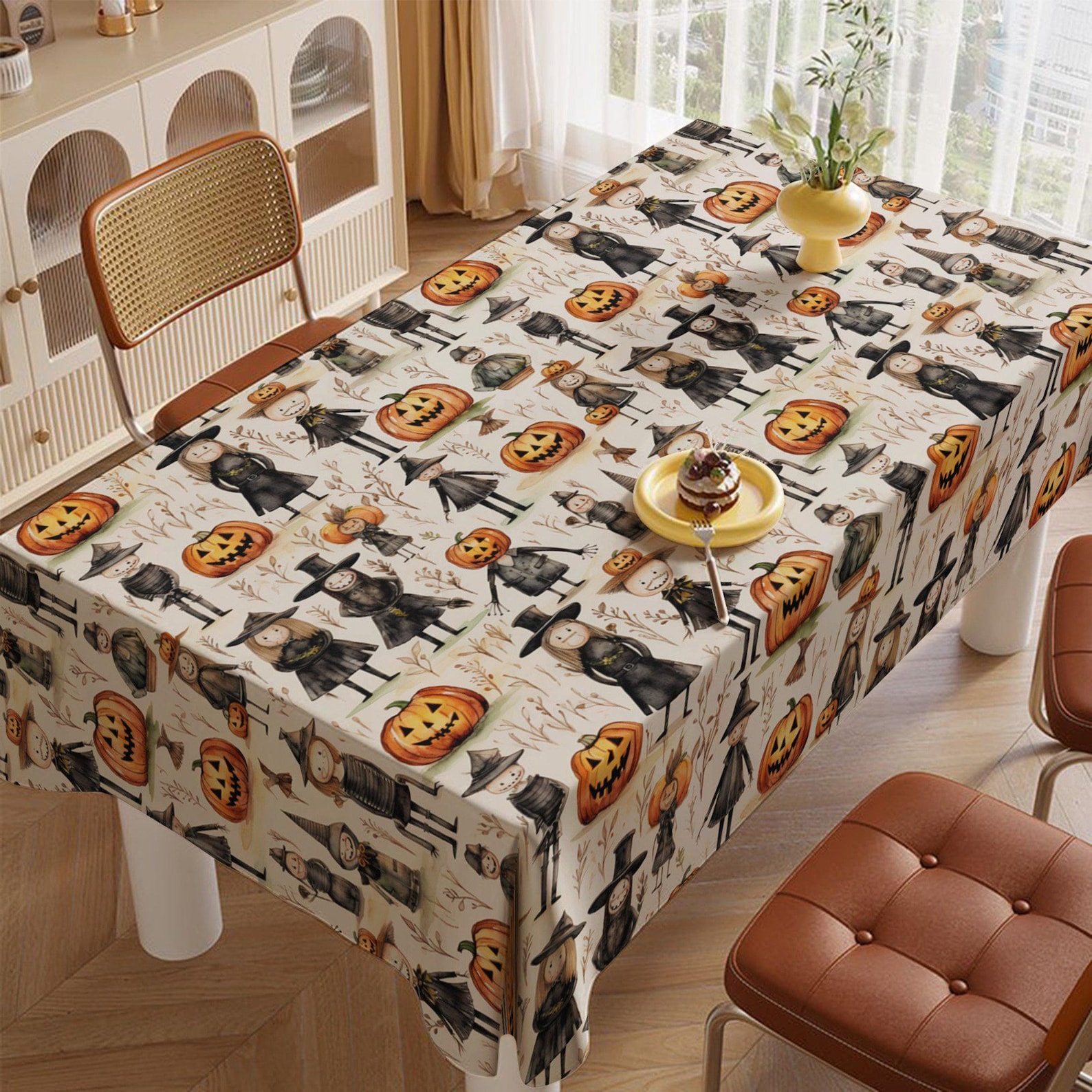 Fall Trend Table Topper,halloween Table Cover,pumpkin and Witch ...