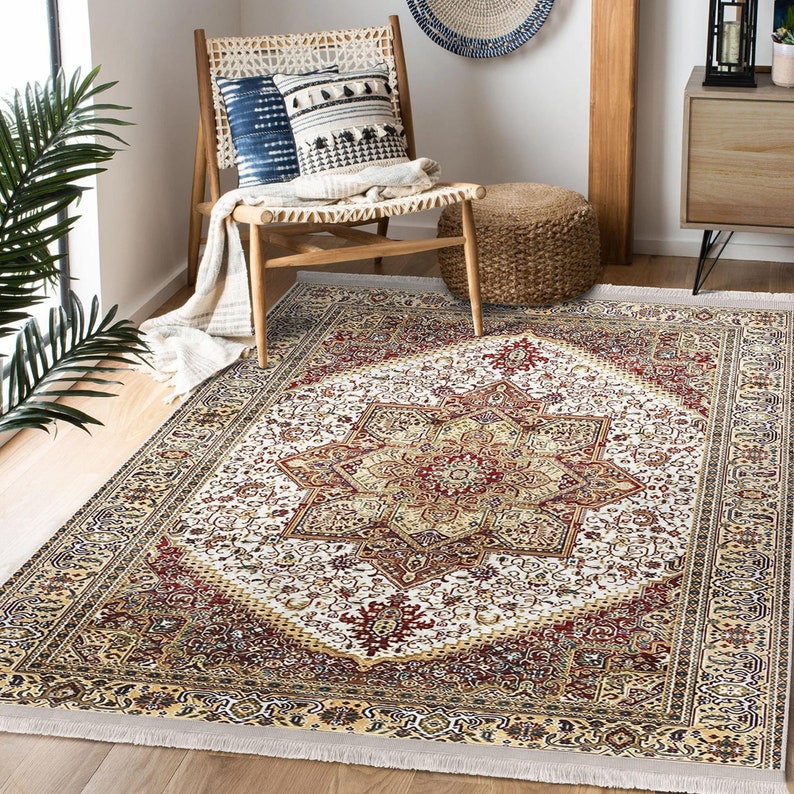 Ottoman Ethnic Rug,rustic Design Farmhouse Carpet,machine-washable ...