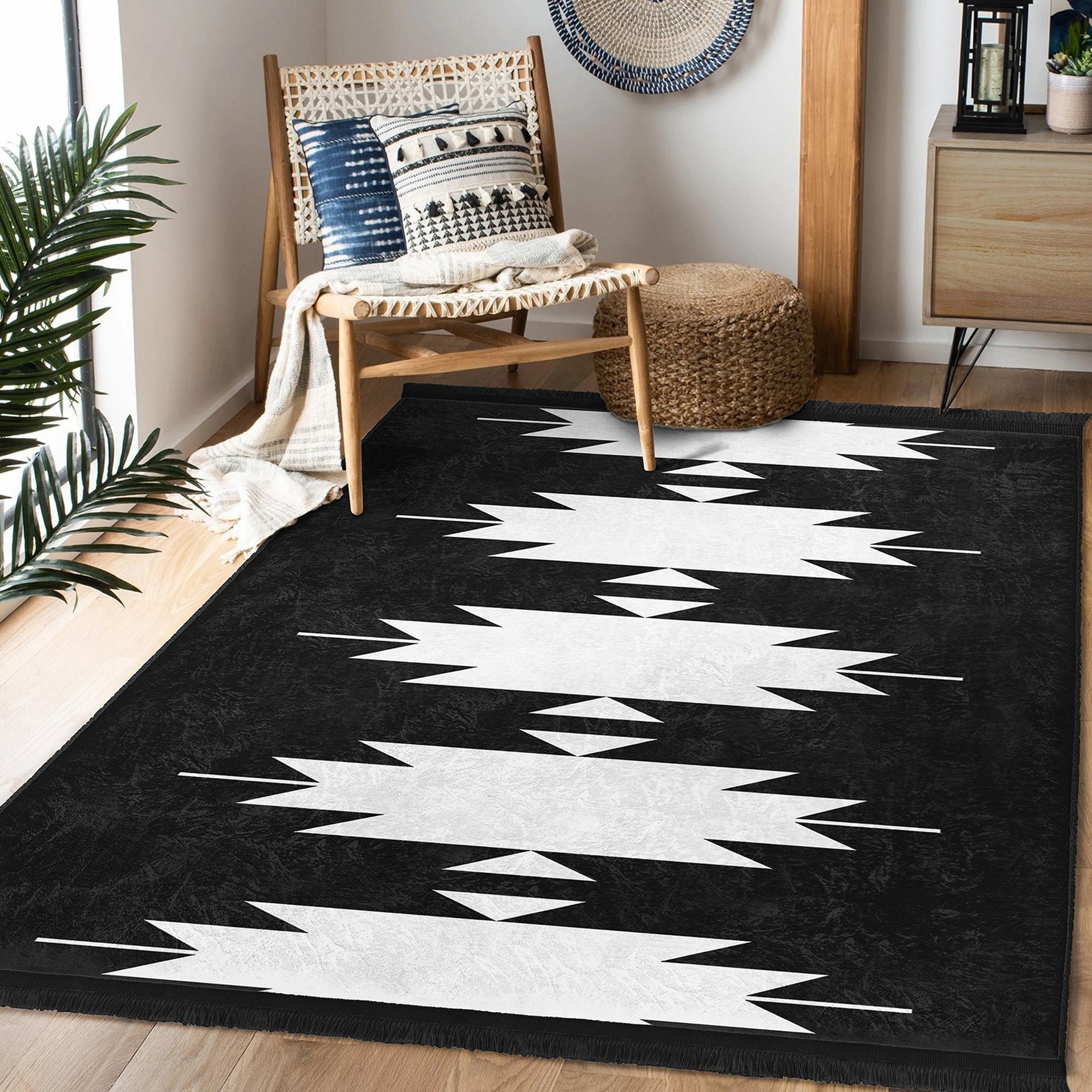 Rug Design Carpet,ethnic Geometric Carpet,aztec Fringed Anti-slip Floor ...