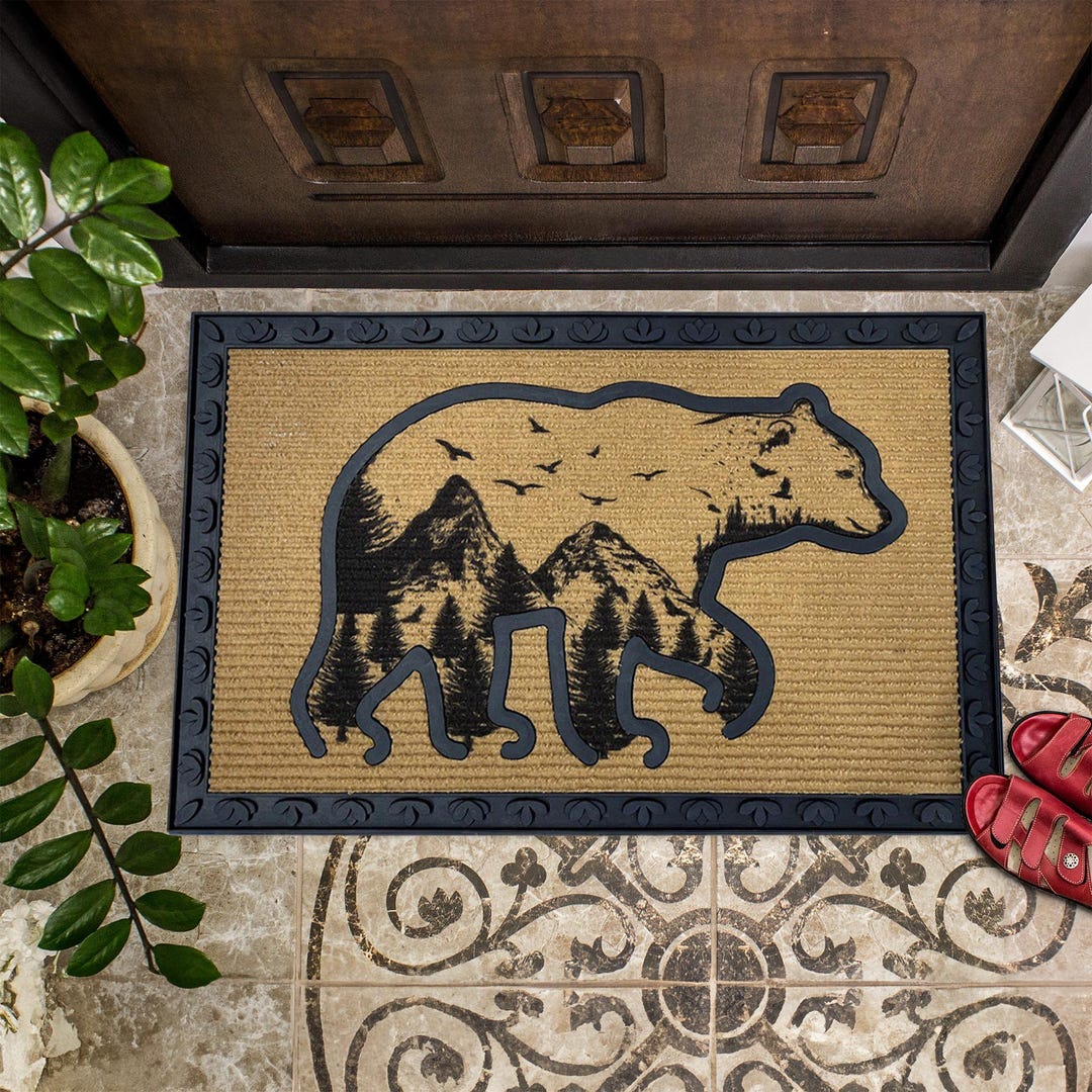 Bear Print Outdoor Doormat,welcome Doormats,non-removable PVC Base ...