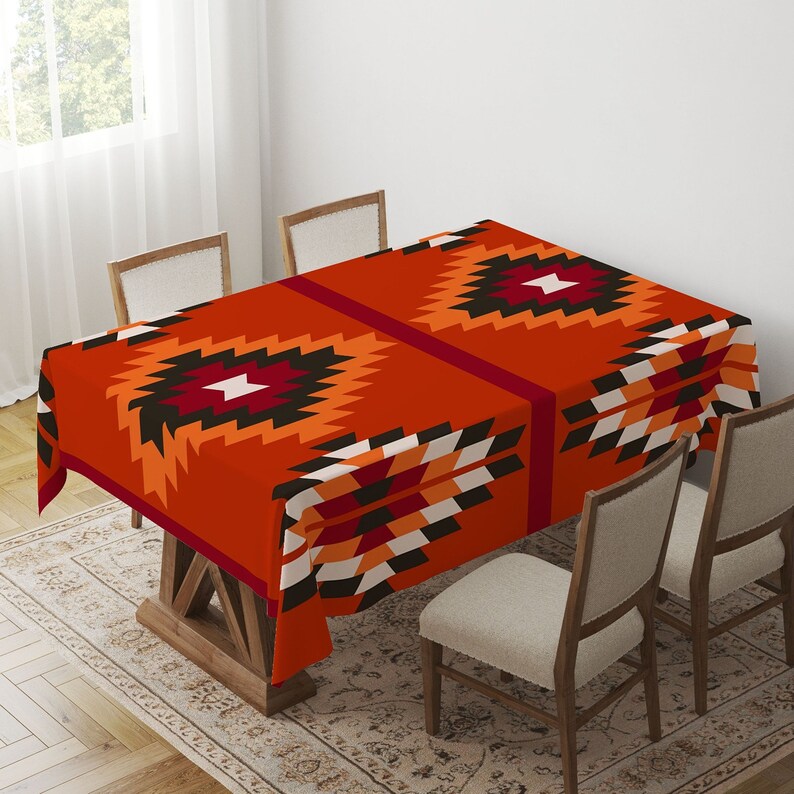 Rug Design Tabletop,terracotta Southwestern Table Top,aztec Print Home ...