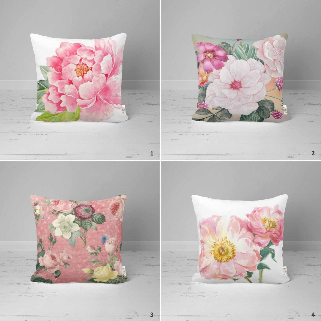 Powder Pink Floral Pillow Case,summer Cushion Case,decorative Throw ...