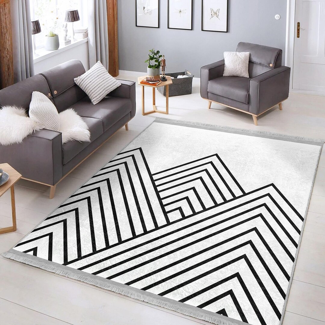 Interesting Black White Geometric Rug Photos
