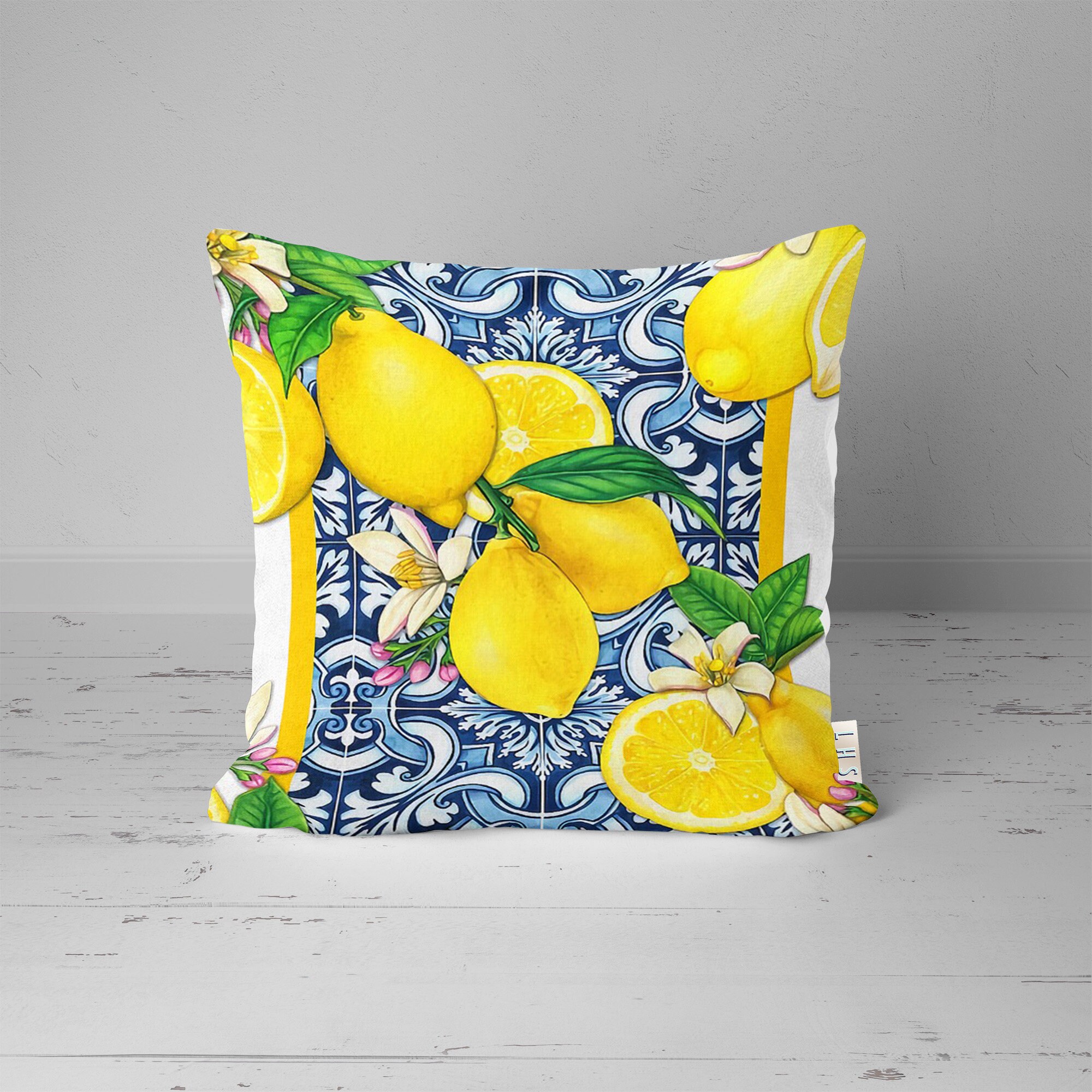 Floral Lemon Cushion Cover,fresh Citrus Home Decor,summer Pillow Cover ...