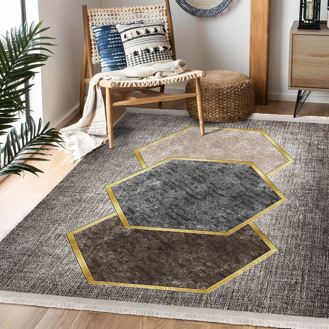 Geometric Carpet,hexagon Pattern Carpet,floor Covering Rug,non-slip ...
