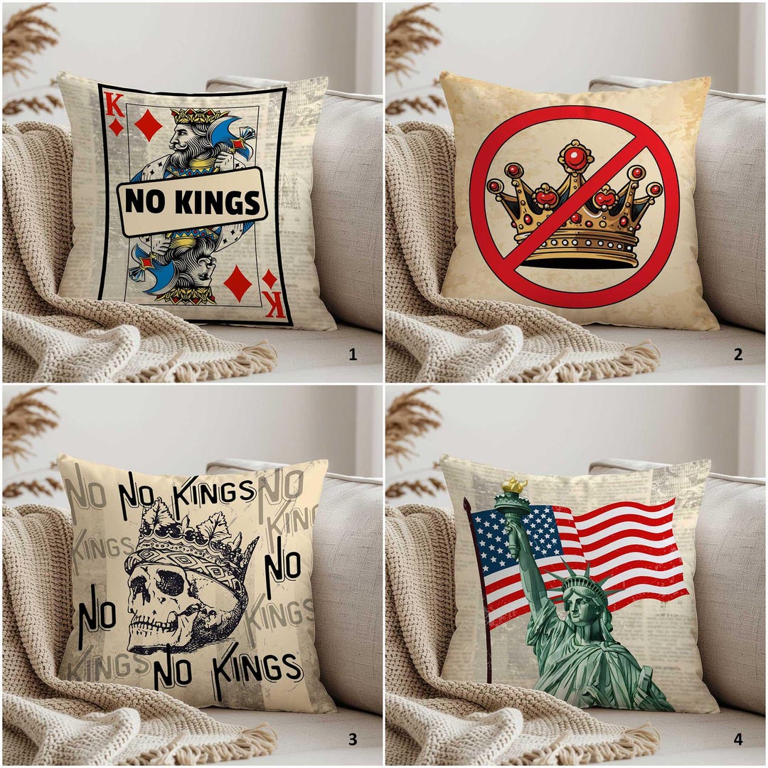 No Kings Print Pillow Case,political Meme Cushion Case,anti-maga Pillow ...