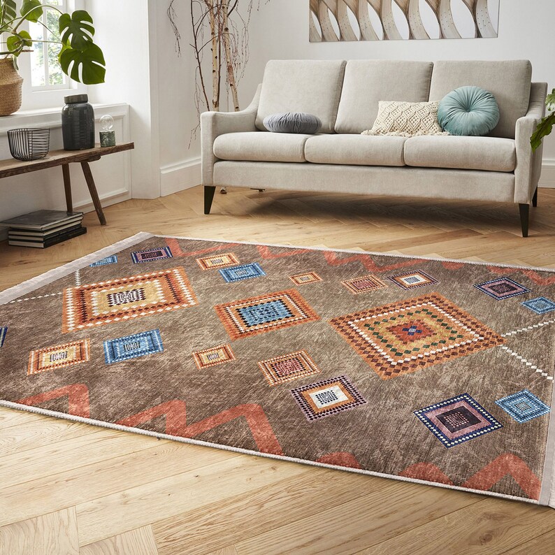 Rug Design Carpet,ethnic Diamond Farmhouse Carpet,traditional Multi ...