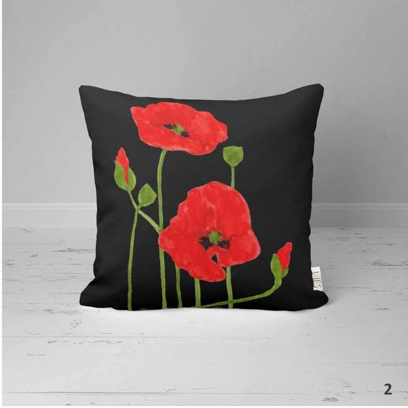 Red Poppy Throw Pillowcase,outdoor Cushion Case,floral Pillow Case ...