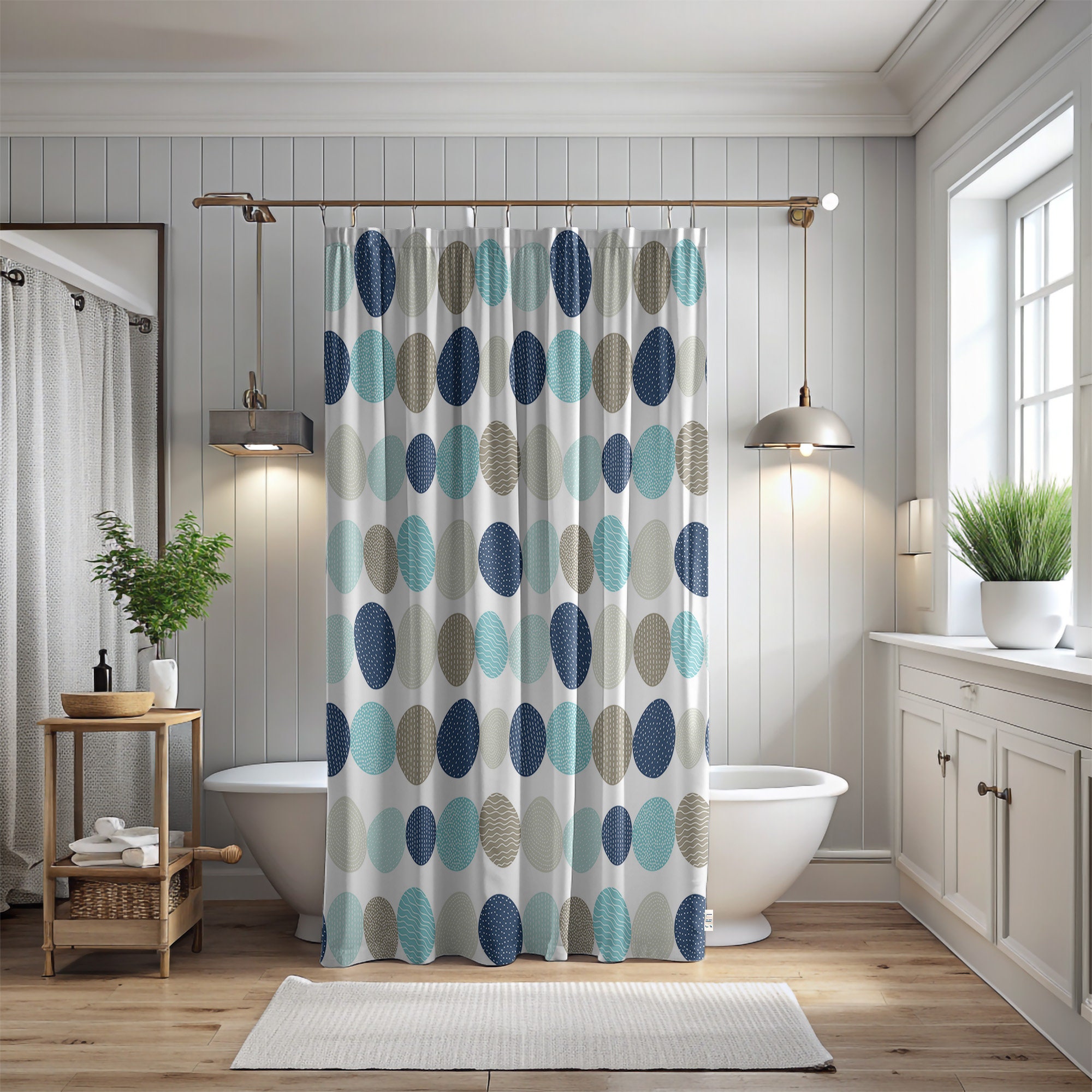 Pebble Shower Curtain,water and Stain Repellent Bathroom Drapes ...