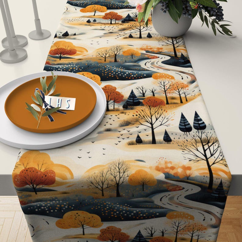 Autumn Forest Table Runner,autumn Tree Table Top,farmhouse Table ...
