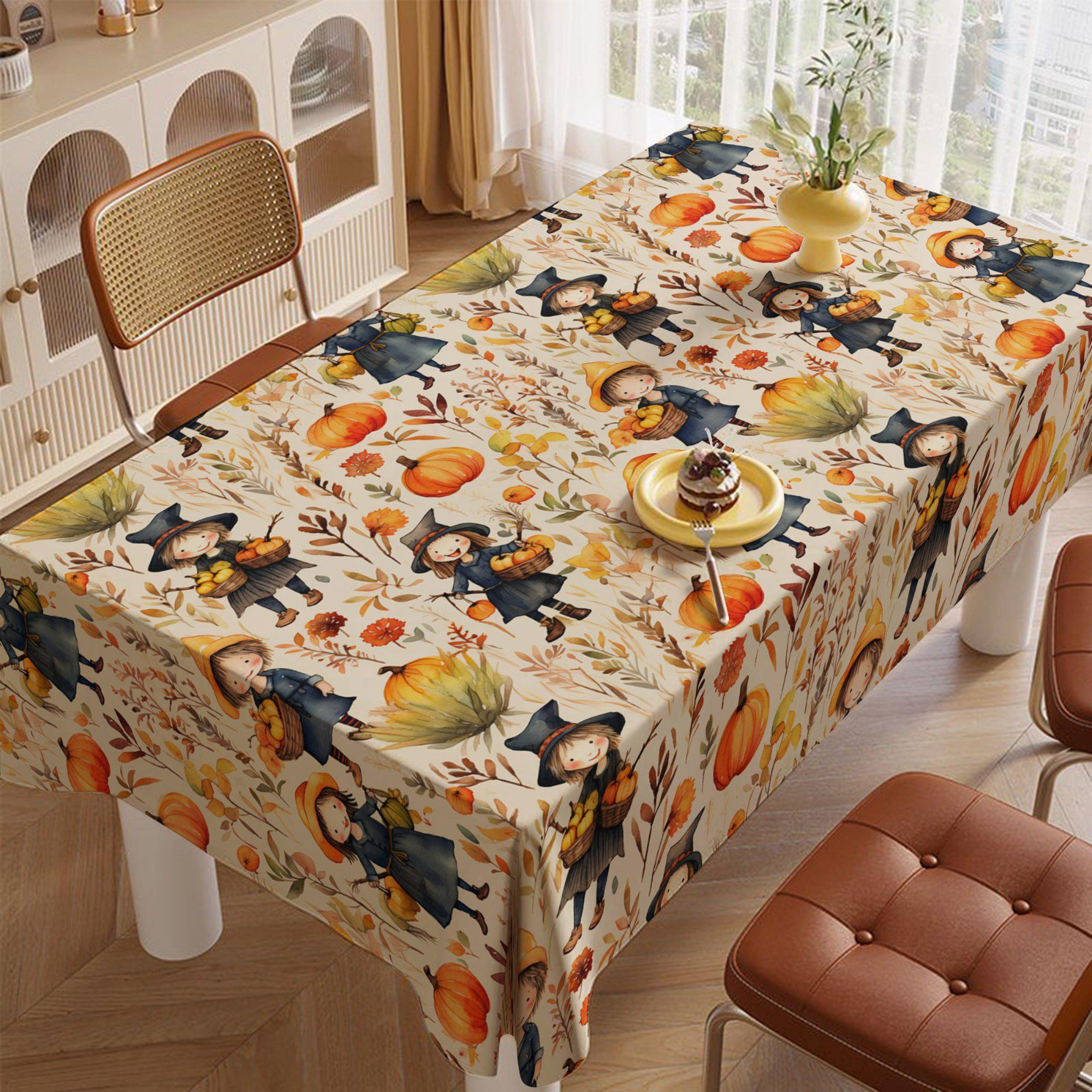 Fall Trend Table Topper,halloween Table Cover,pumpkin and Witch ...