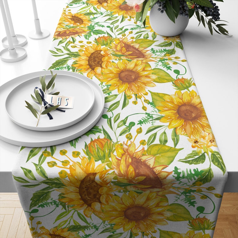 Sunflower Table Runner,butterfly Tabletop,floral Tablecloth,summer Home Decor,farmhouse Kitchen ...