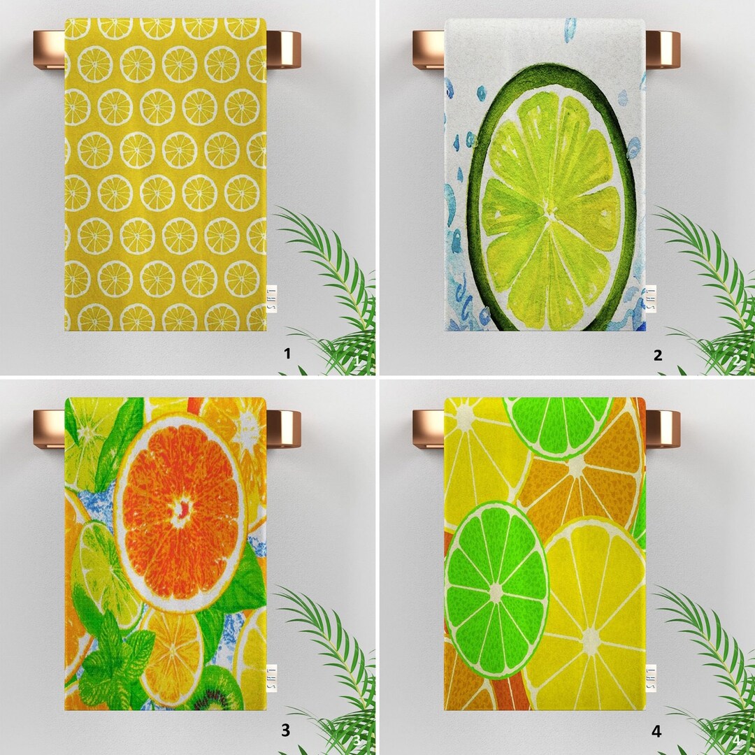 Fresh Citrus Towel,lemon Print Towel,kitchen Hand Towel,eco-friendly ...