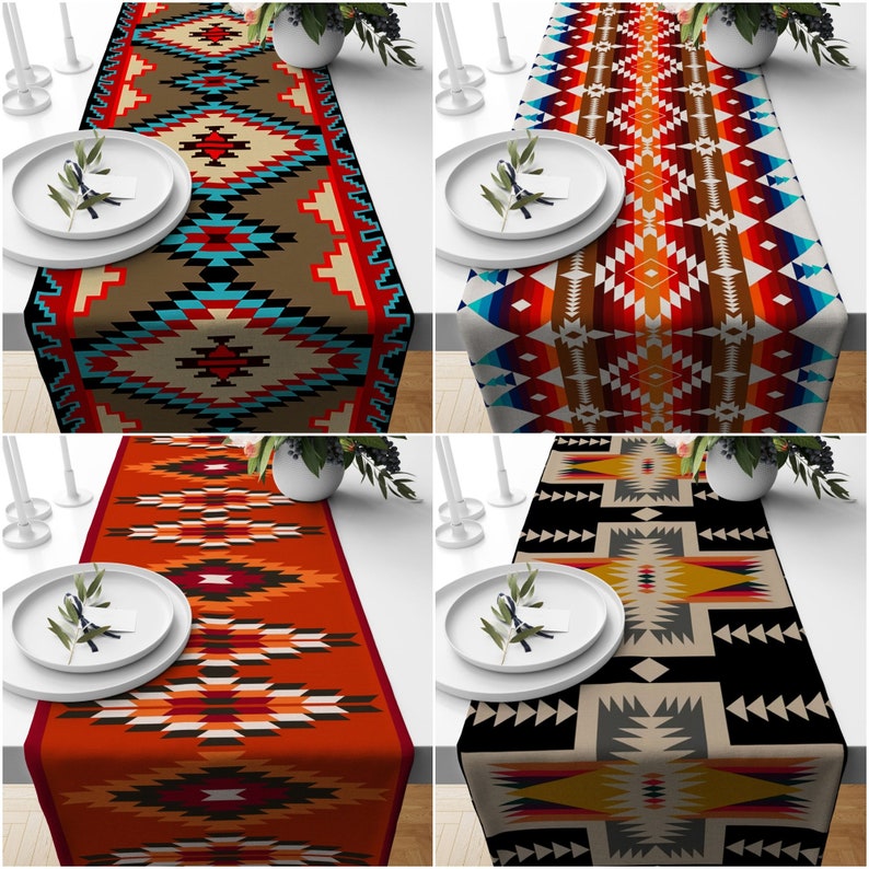 Rug Design Table Runner,aztec Print Home Decor,terracotta Southwestern ...