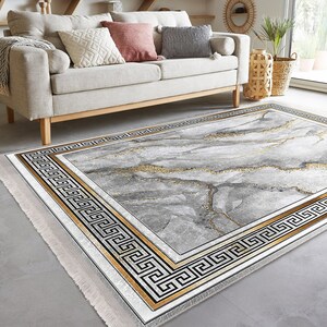 Marble Pattern Rug,bordered Area Carpet,abstract Runner Rug,non-slip ...