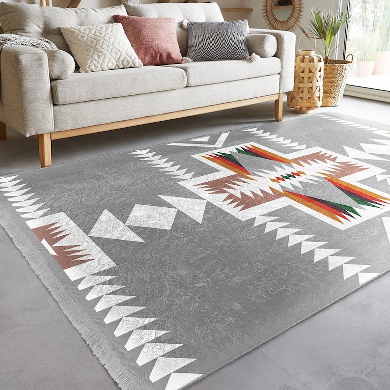 Aztec Design Rug,ethnic Geometric Decor,southwestern Rug,rustic Pattern ...