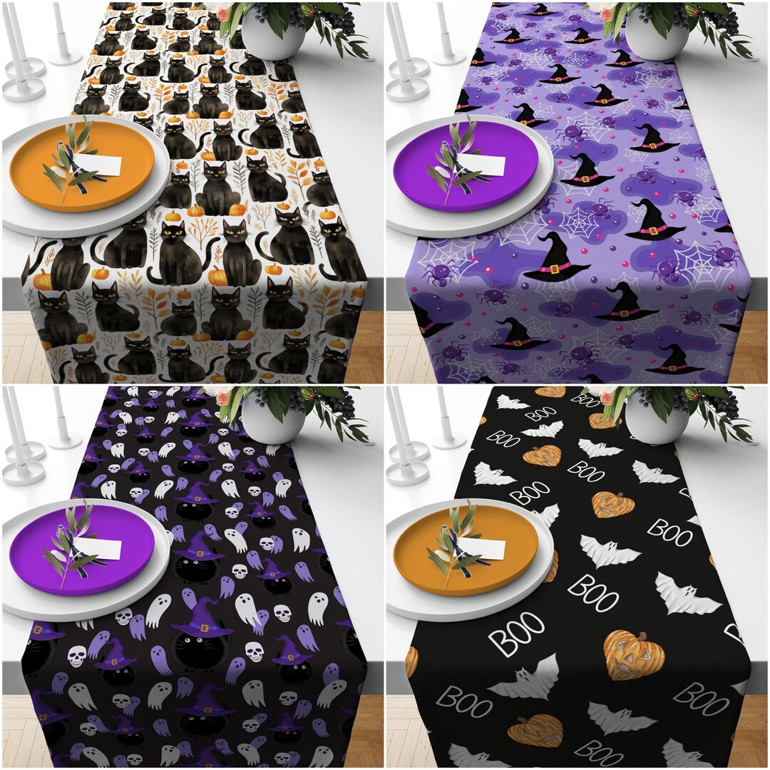 Halloween Tabletop,ghost Table Runner,scary Table Decor,black Cat ...