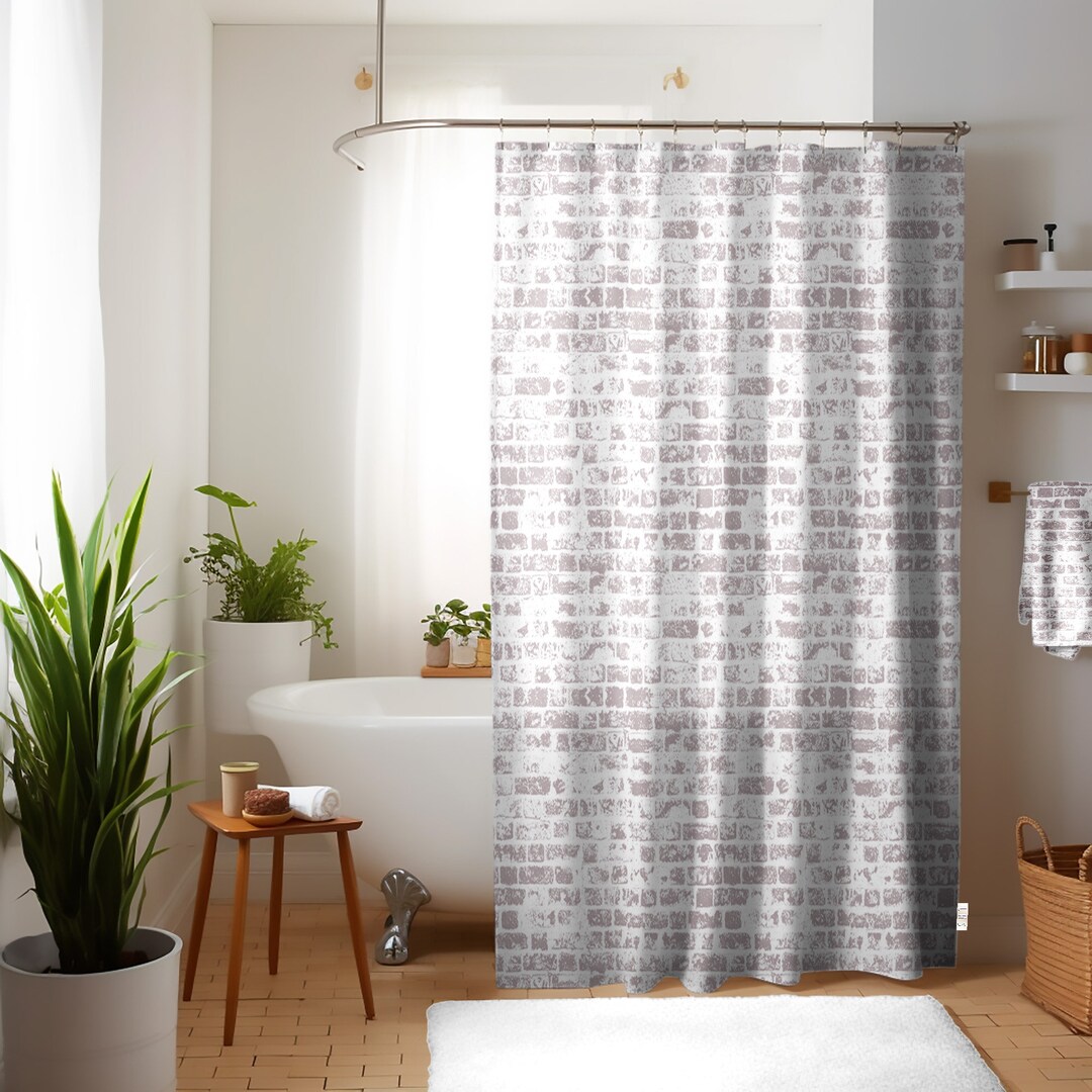 Brick Design Shower Curtain,water and Stain Repellent Bathroom Drapes ...