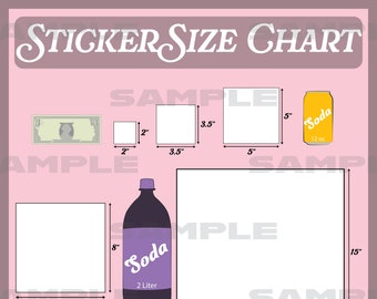 Sticker Size Chart Pack, Round or Square Stickers, Decals, Product Size ...