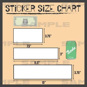 Sticker Size Chart Pack, Round or Square Stickers, Decals, Product Size ...