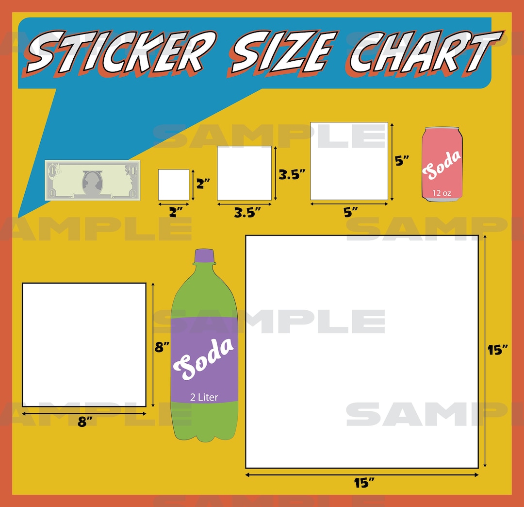 Sticker Size Chart Pack Round or Square Stickers Decals - Etsy