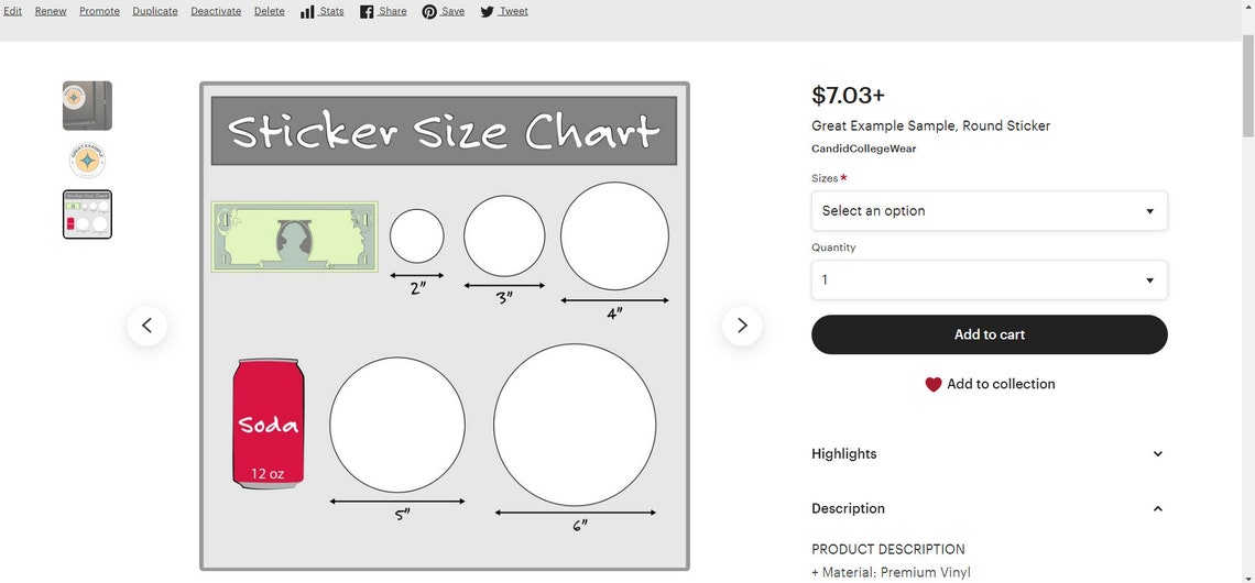 Sticker Size Chart Pack | Round or Square Stickers, Decals | Product ...