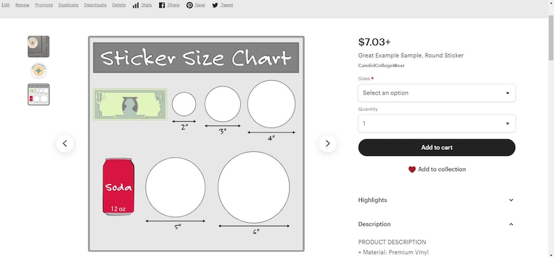 Sticker Size Chart Pack | Round or Square Stickers, Decals | Product ...