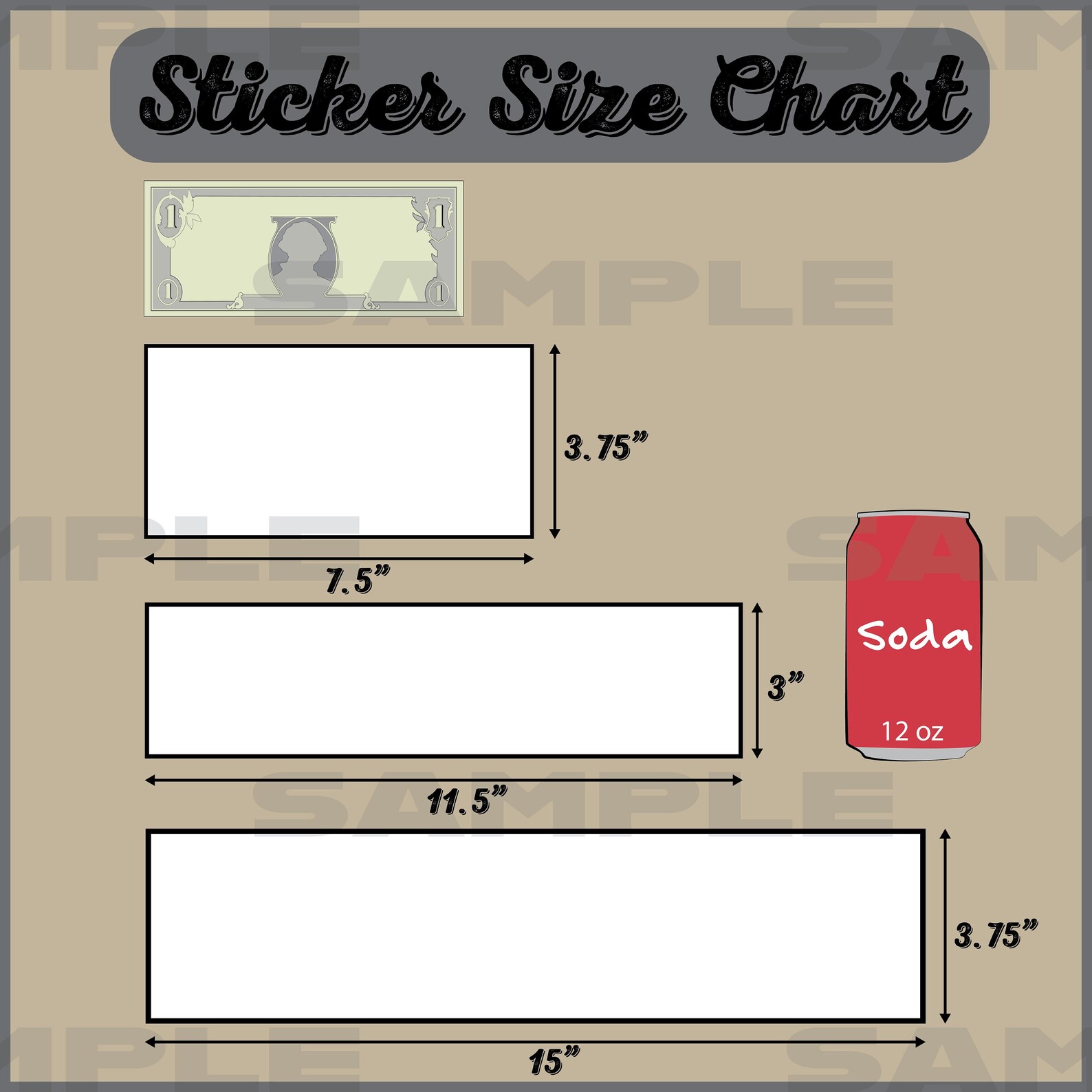 Sticker Size Chart Pack | Round or Square Stickers, Decals | Product ...