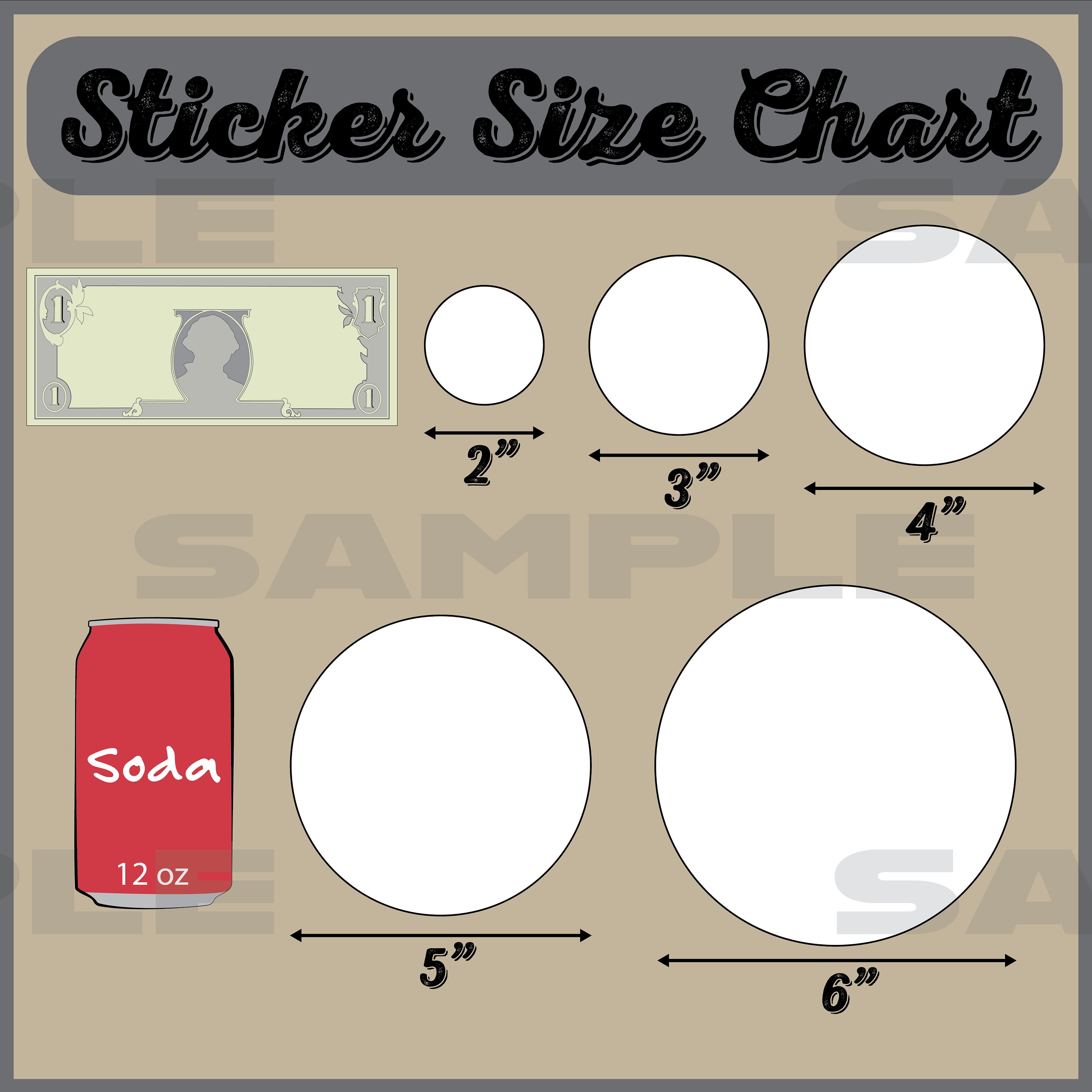 Sticker Size Chart Pack | Round or Square Stickers, Decals | Product ...