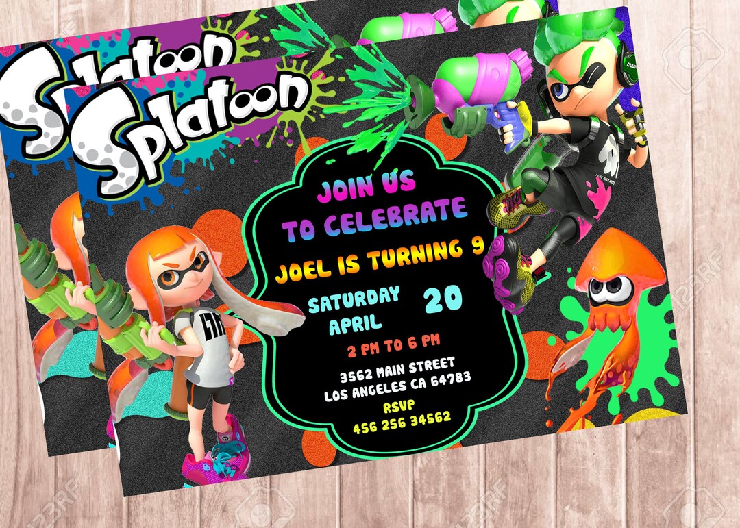 Splatoon Birthday Invitation, Personalized, Printable Invitation With ...