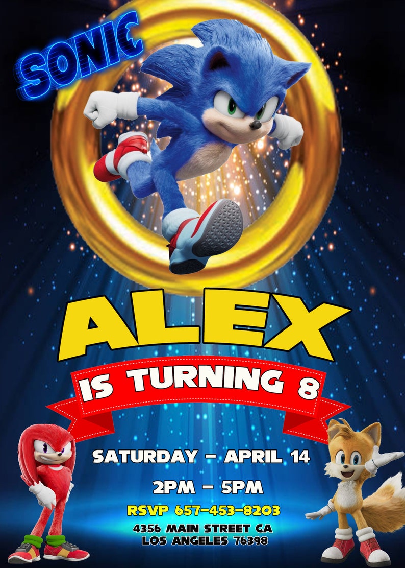 Sonic Birthday Invitation, Personalized, Printable Invitation With ...