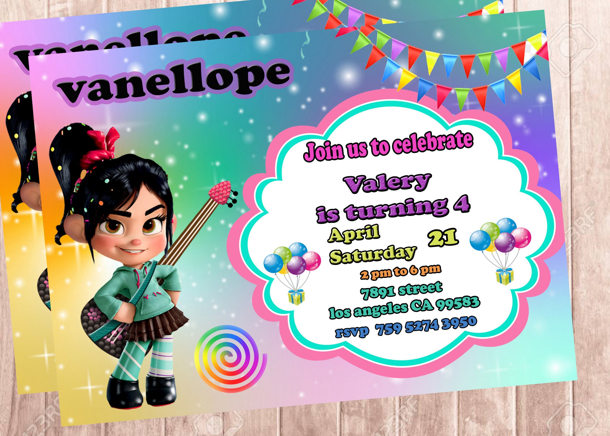 Vanellope Birthday Invitation, Personalized, Printable Invitation With ...