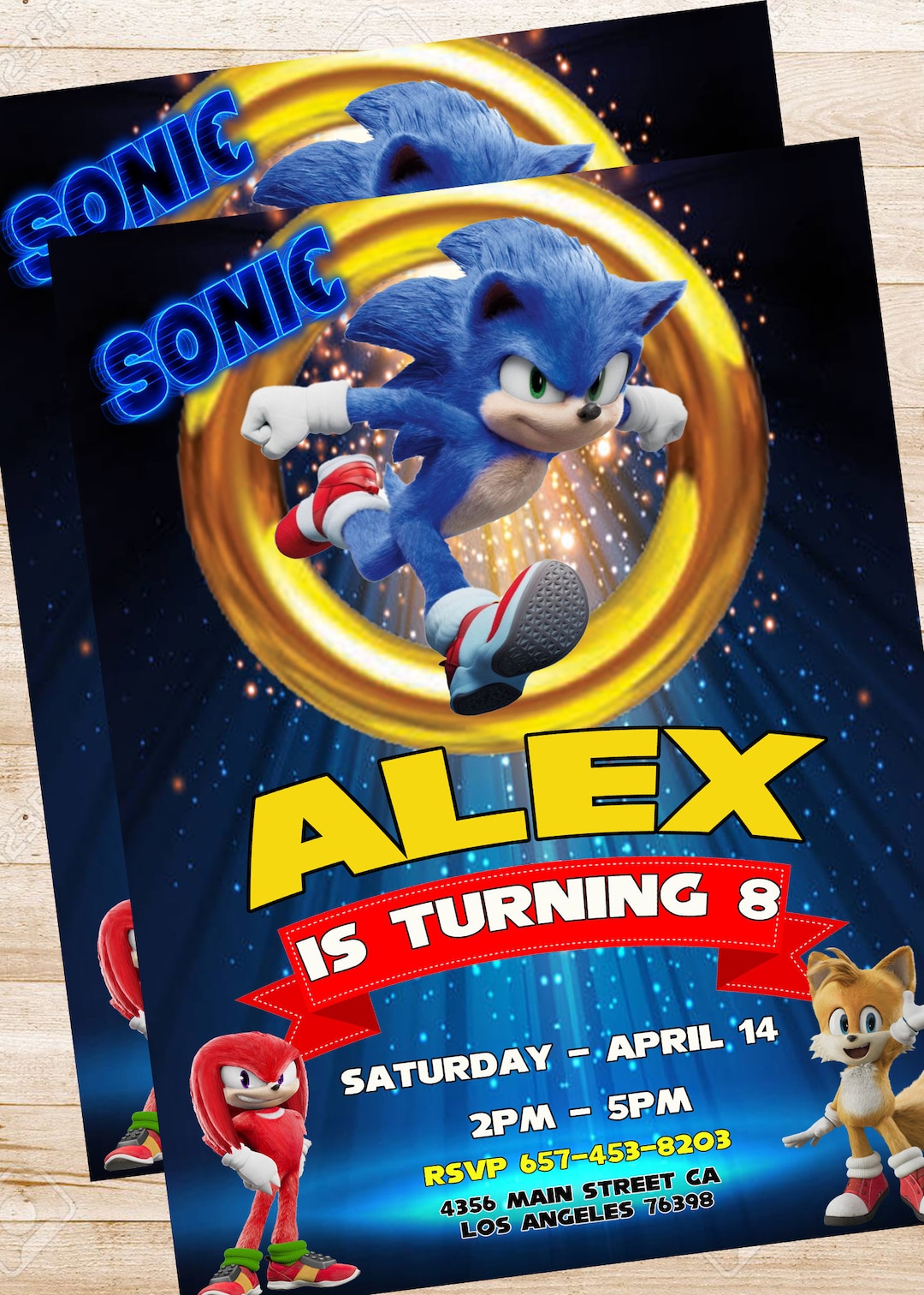 Sonic Birthday Invitation, Personalized, Printable Invitation With ...