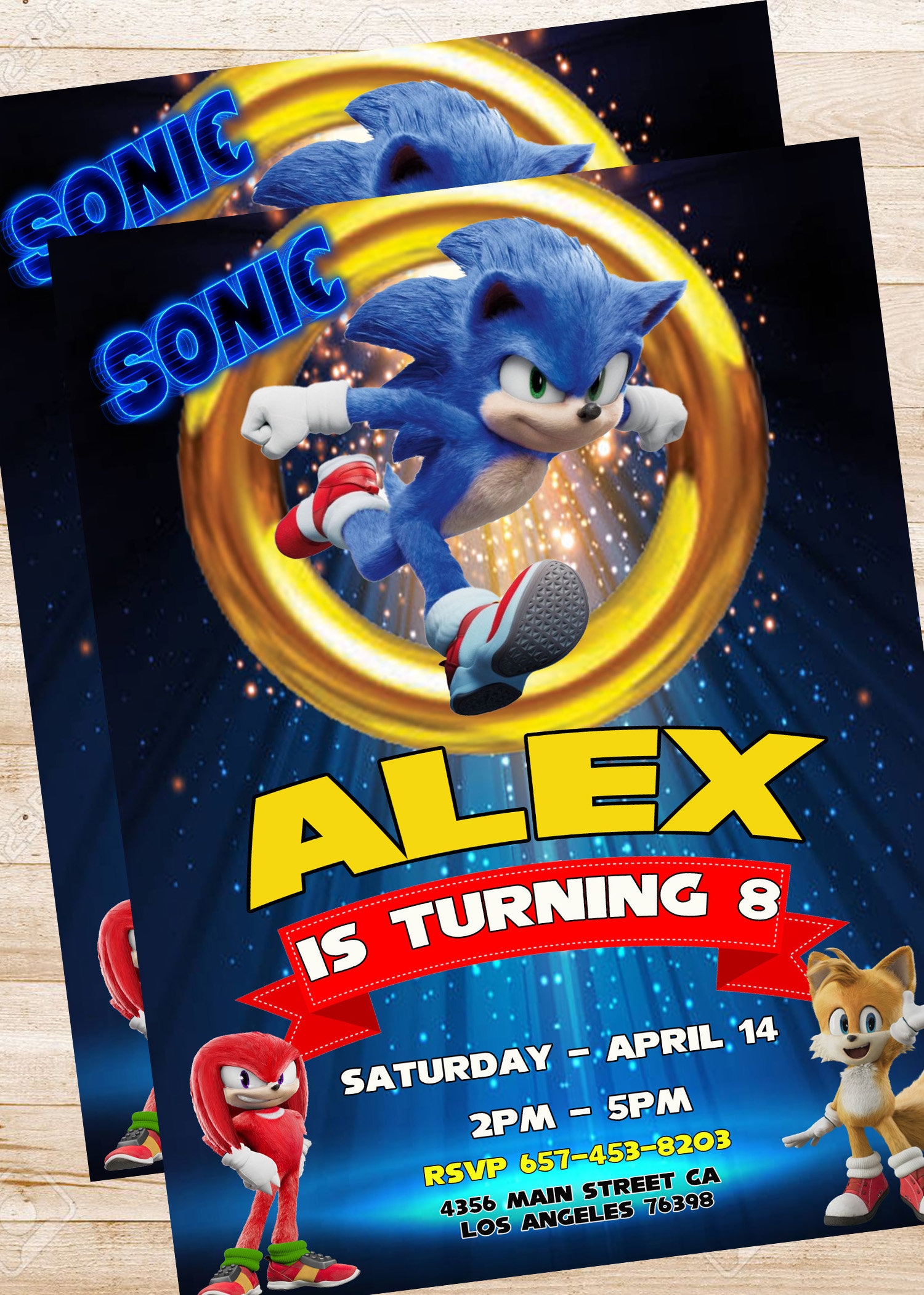 Sonic Birthday Invitation, Personalized, Printable Invitation With ...