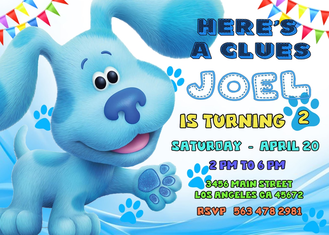 Blue's Clues Birthday Invitation, Personalized, Printable Invitation ...