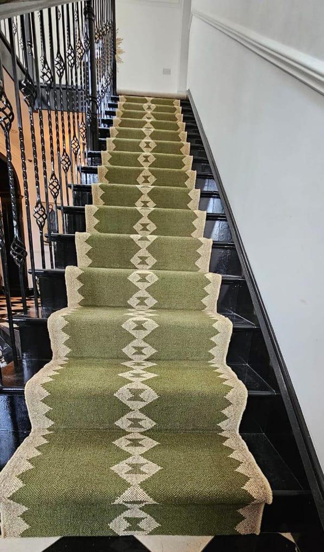 Kilim Stair Runner Rug: Handwoven Wool Jute, Bohemian Décor Hallway ...