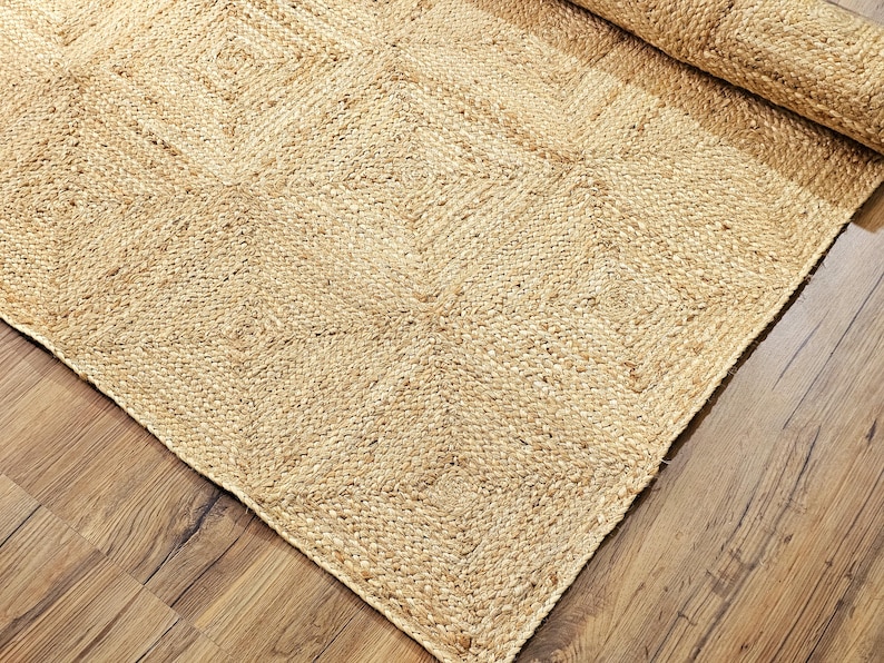 Natural Jute Rug Bohemian Jute Rug Rectangular Jute Rug Braided Large ...