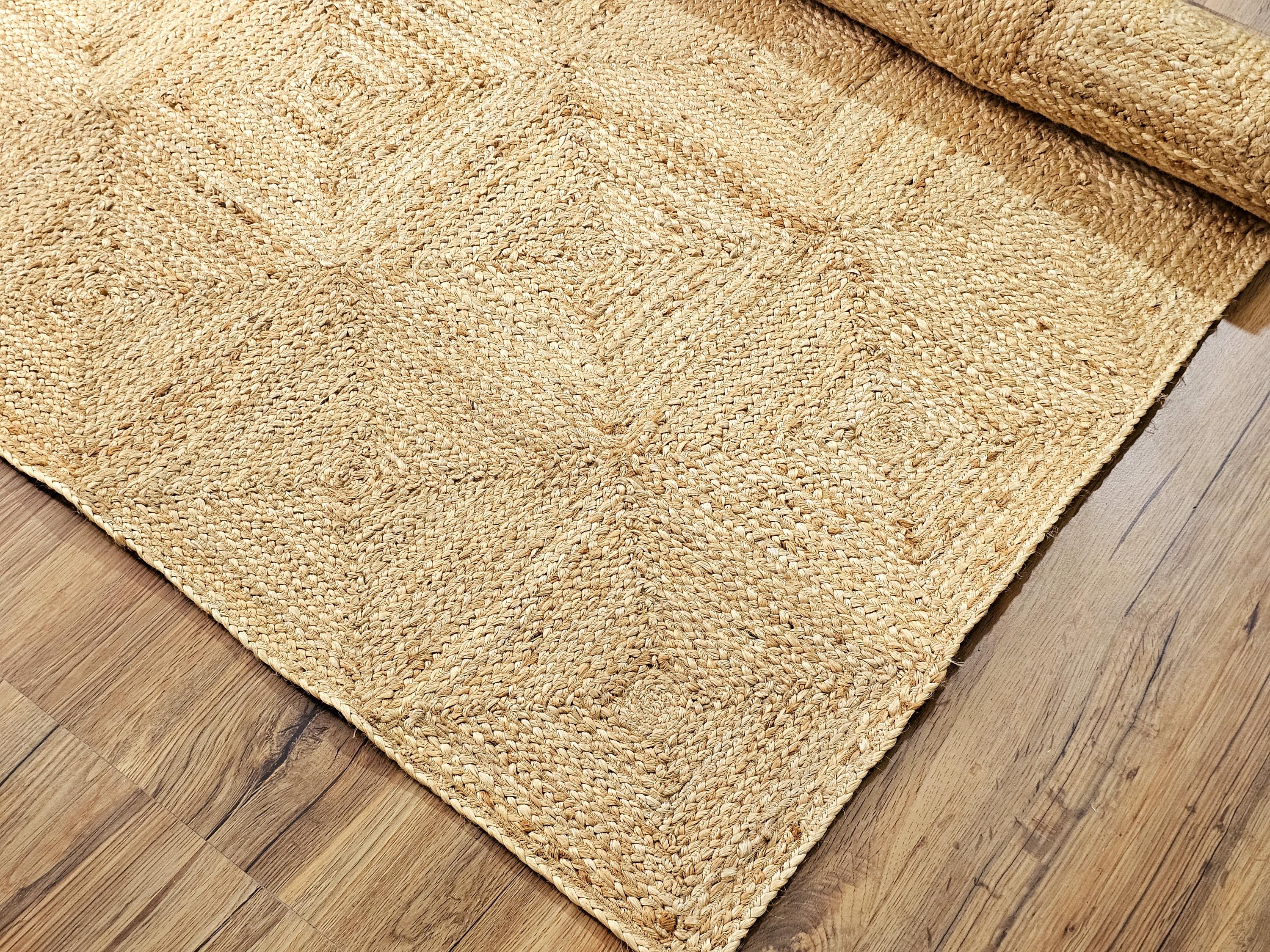 Natural Jute Rug Bohemian Jute Rug Rectangular Jute Rug Braided Large ...