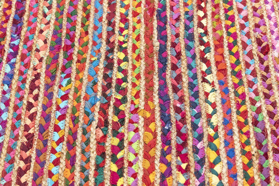 8x10 ,colorful Cotton Rug, Handmade Cotton Chindi Rug, Hand Braided ...