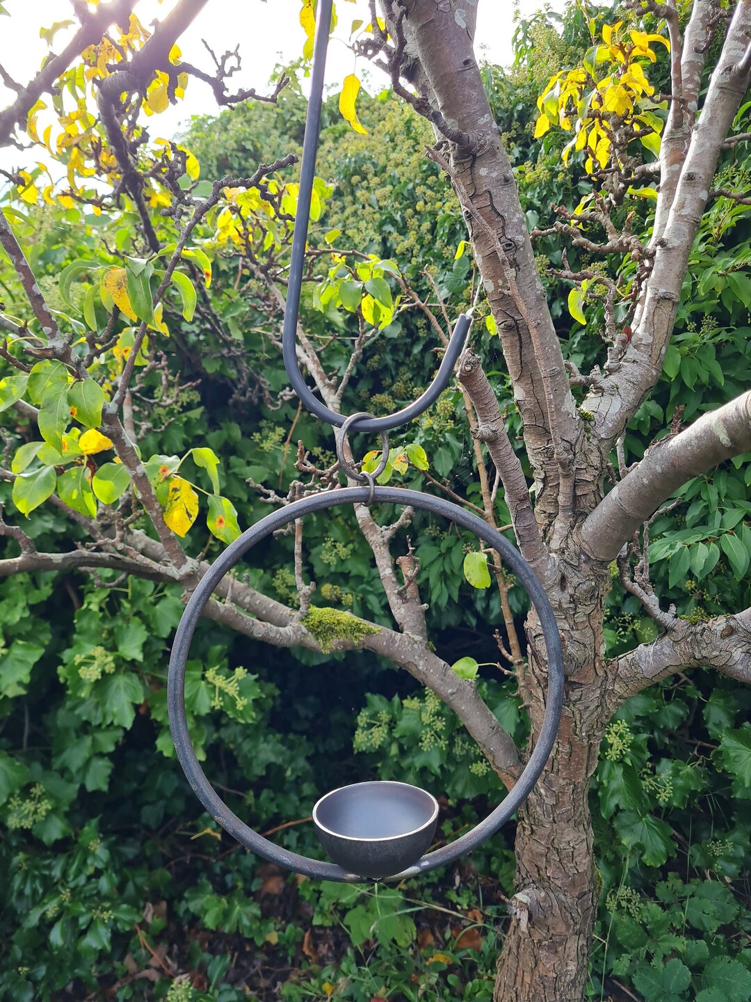 Metal Hanging Ring Bird Feeder: Rustic Garden Ornament - Etsy